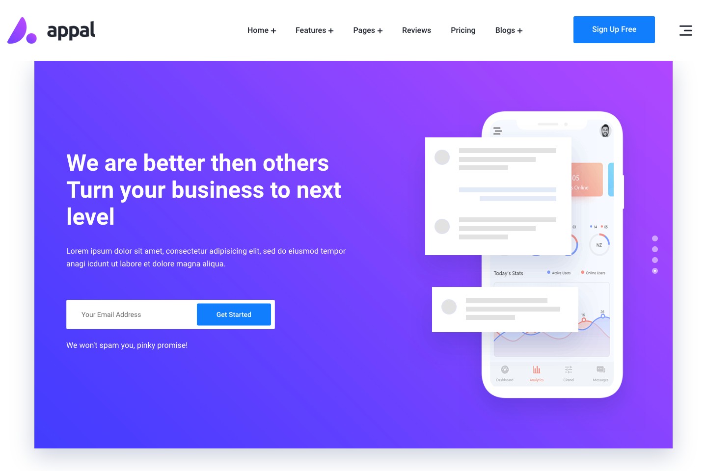 Appal - Ultimate Startup Landing Page Drupal Theme